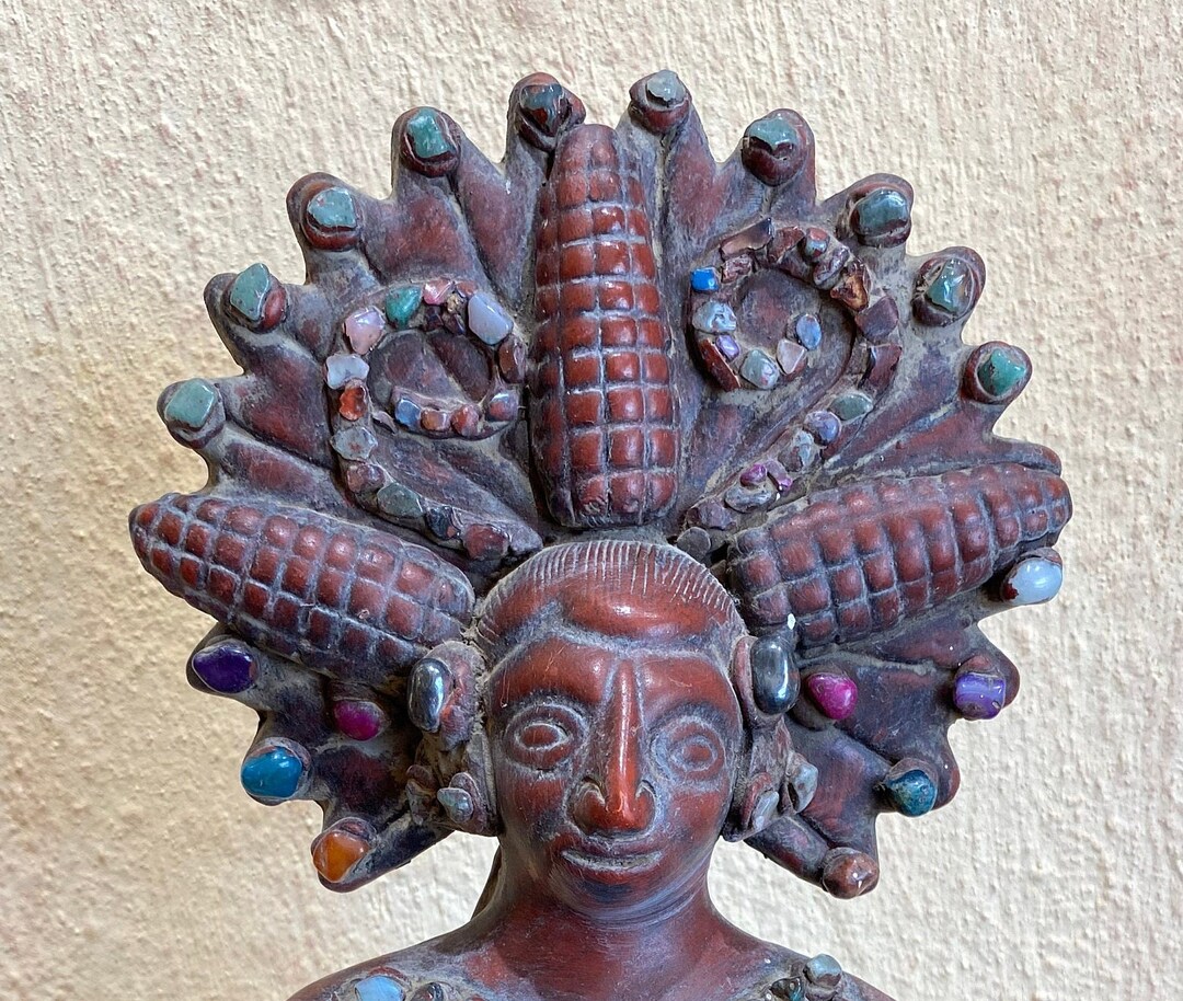 Folk Art Mexican Aztec Sculpture Corn God Handcrafted Art Deco Vintage ...