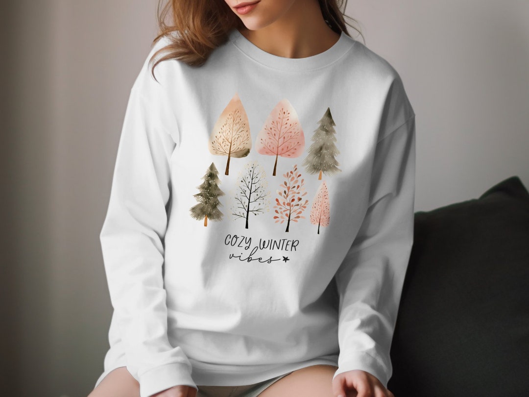 Scandinavian Nordic Cozy Winter Vibes Shirt, Folk Art Christmas Tree ...