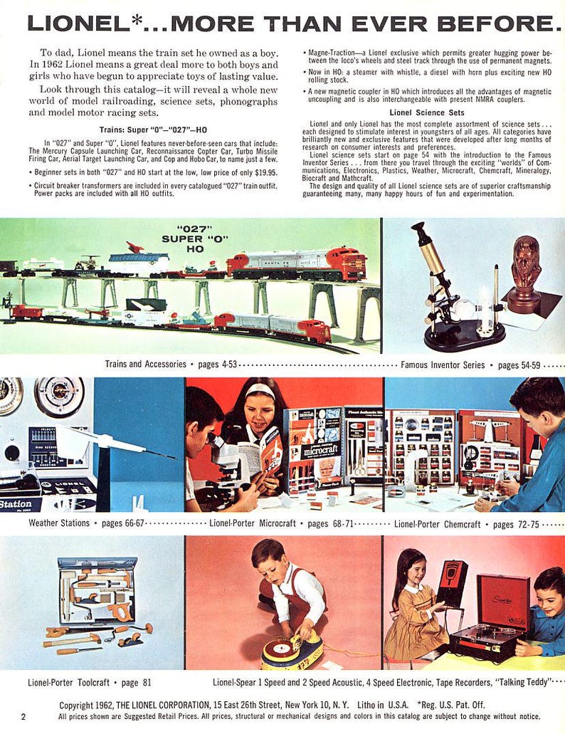 1962 Lionel Train, Lionel-porter Science, Lionel-spear Phonograph, and ...