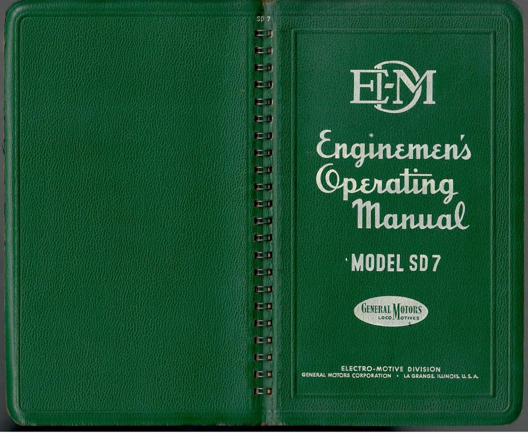 1952 EMD Locomotive Model SD7 Enginemen's Operating Manual DIGITAL DOWNLOAD Pdf File 81 Pages - Etsy