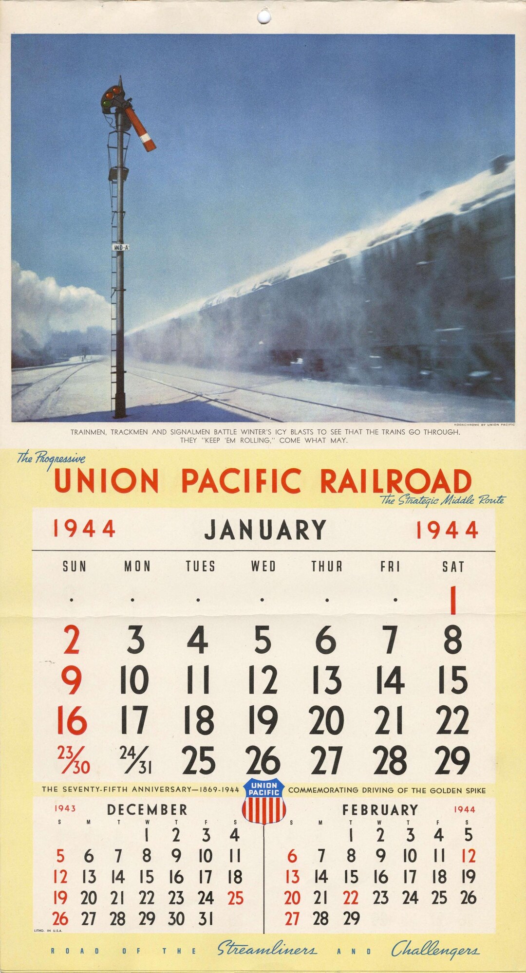 Union Pacific Calendar 1944, Pdf File - Etsy