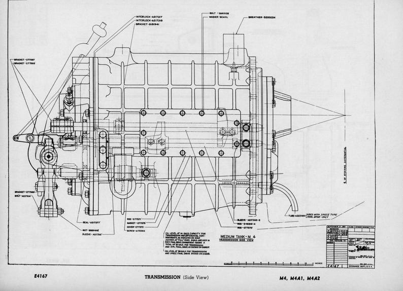 M4A2 Sherman Tank Original Blueprints for the US Ordinance Department ...