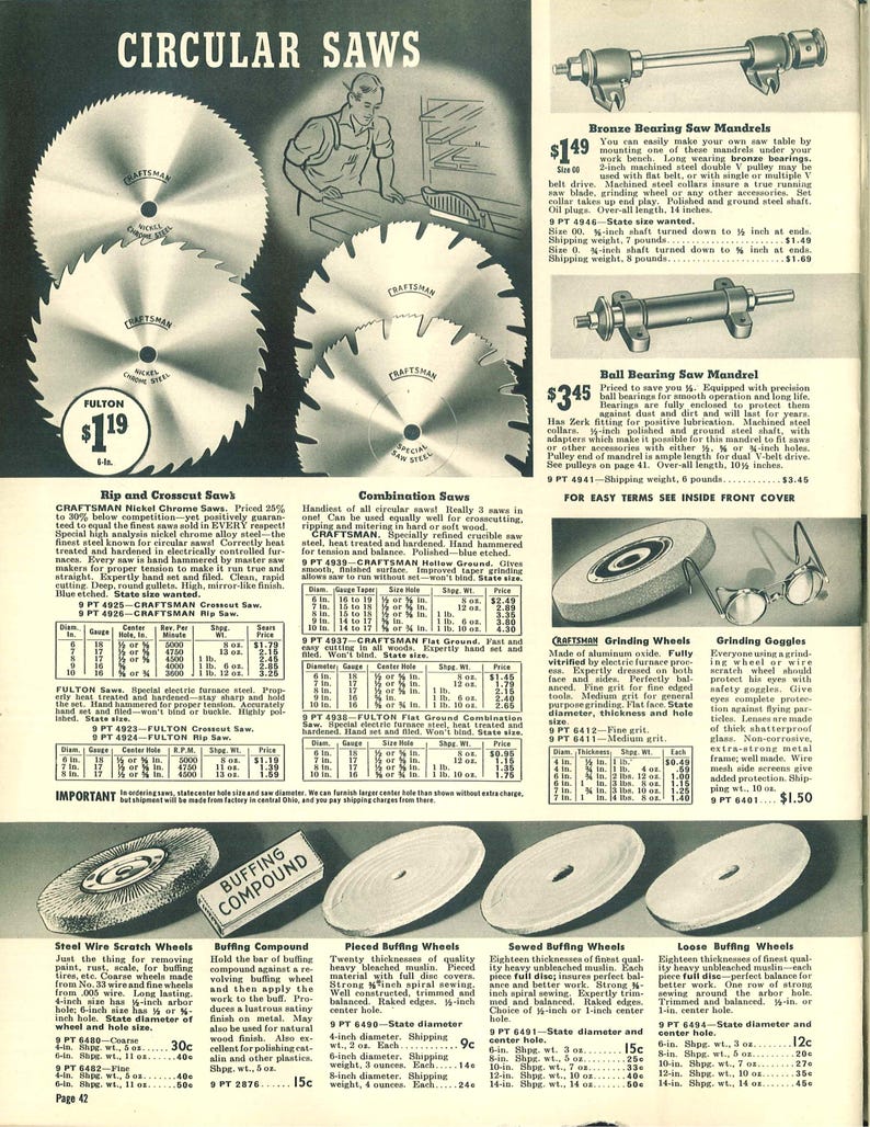 1940 Craftsman Complete Line of Power Tools. Pdf File 47 Pages - Etsy