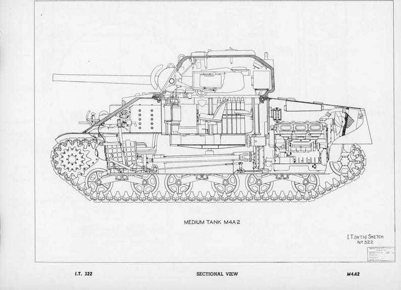 M4A2 Sherman Tank Original Blueprints for the US Ordinance Department ...