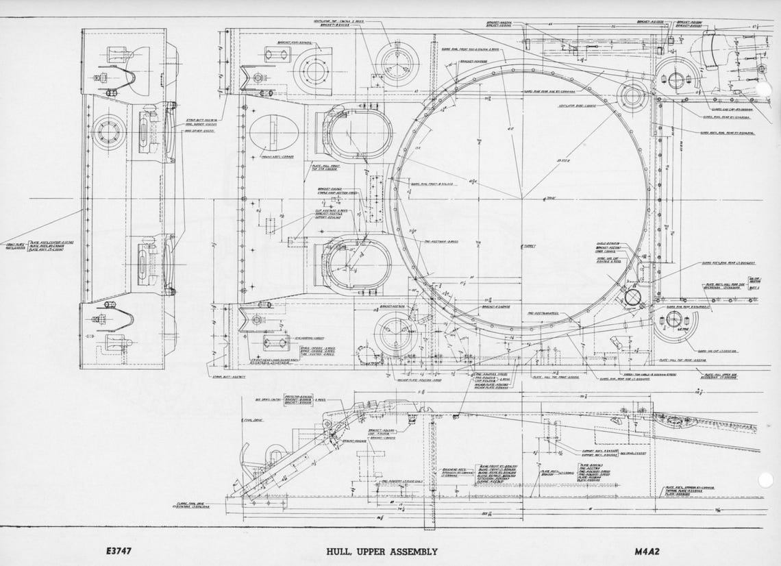 M4A2 Sherman Tank Original Blueprints for the US Ordinance Department ...
