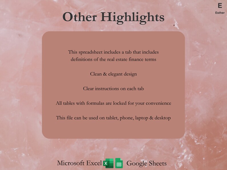 Investment Property Analysis Spreadsheet Peach | Excel & Google Sheets ...