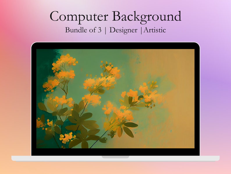 Floral Abstract Art Computer Wallpaper: Boho Desktop Background (bundle ...