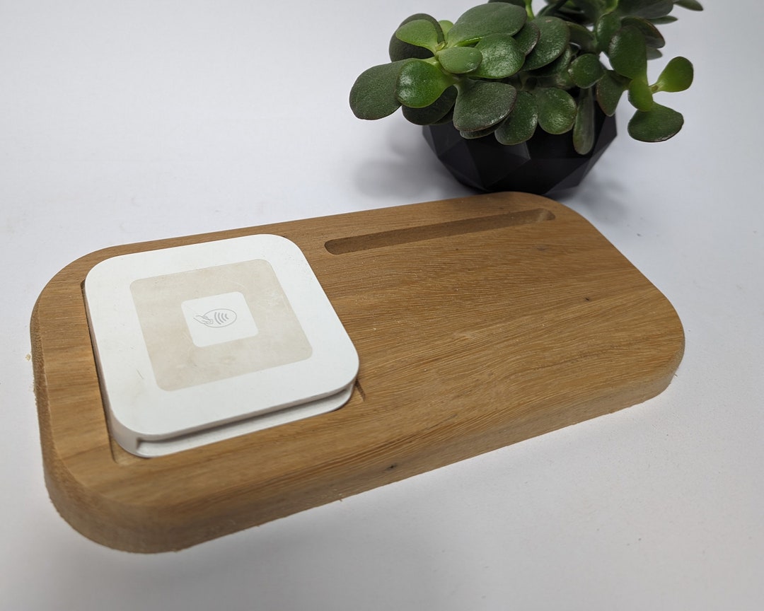 Personalised Wooden Square Reader Dock & Business Card Holder Laser ...