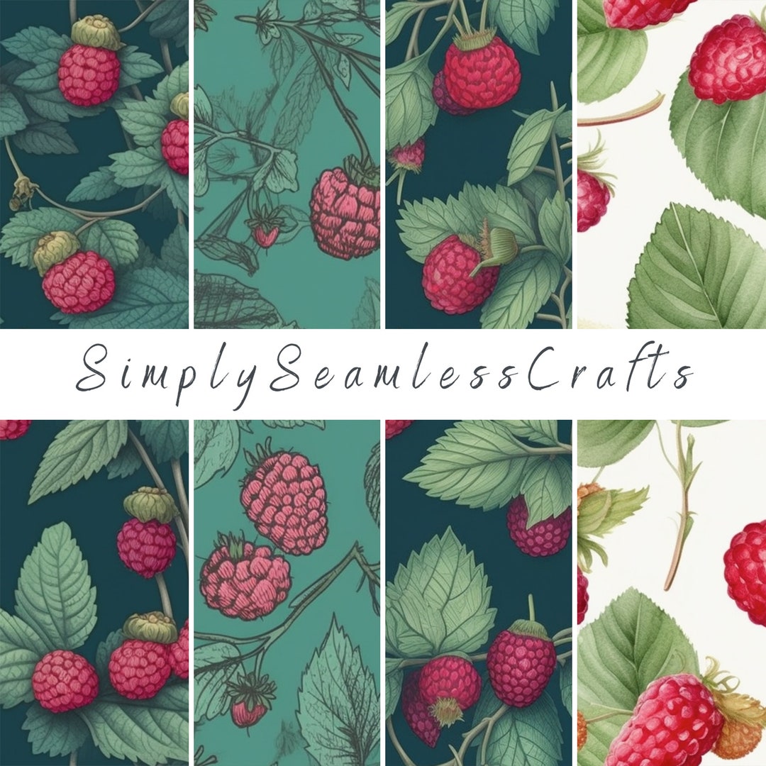 Wild Raspberry Seamless Pattern, 2D Drawn Art, Spring Seamless ...