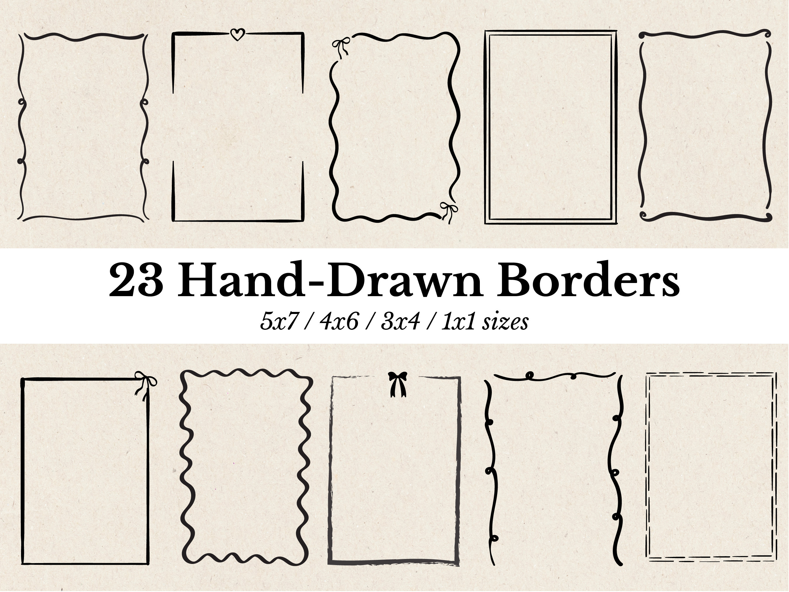 Hand Drawn Invitation Border Clipart, Border SVG, Border PNG, Wavy ...