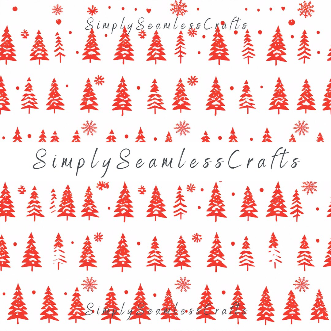 Red Christmas Tree Seamless Pattern, Cute Christmas Patterns, Holiday ...