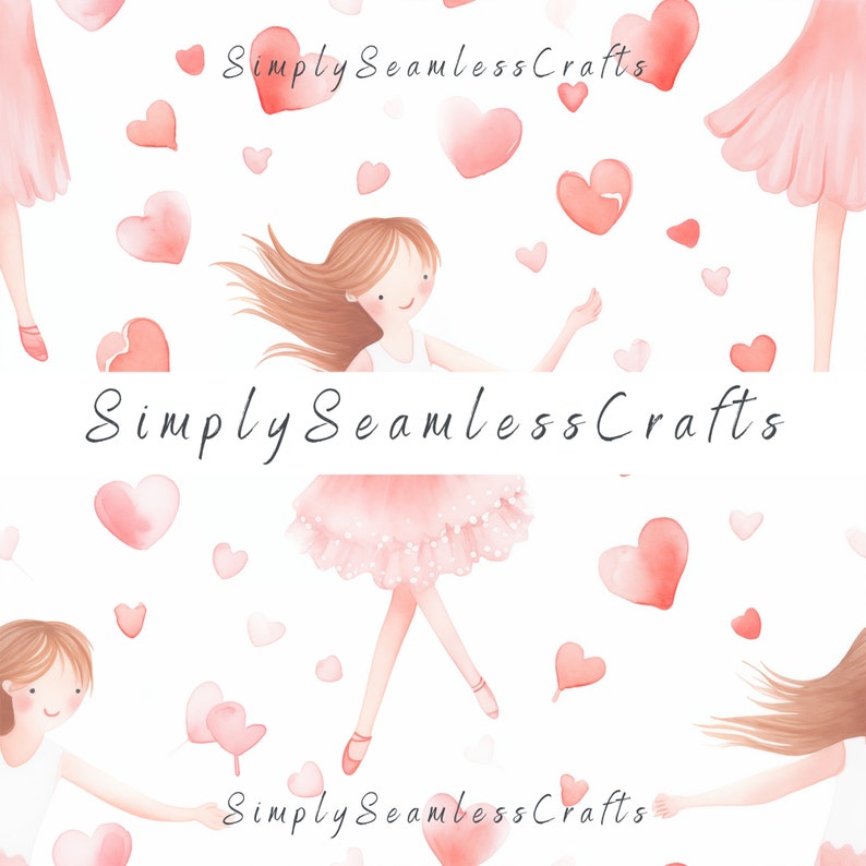 Whimsical Ballerina Seamless Patterns, Cute Watercolor Ballerina ...
