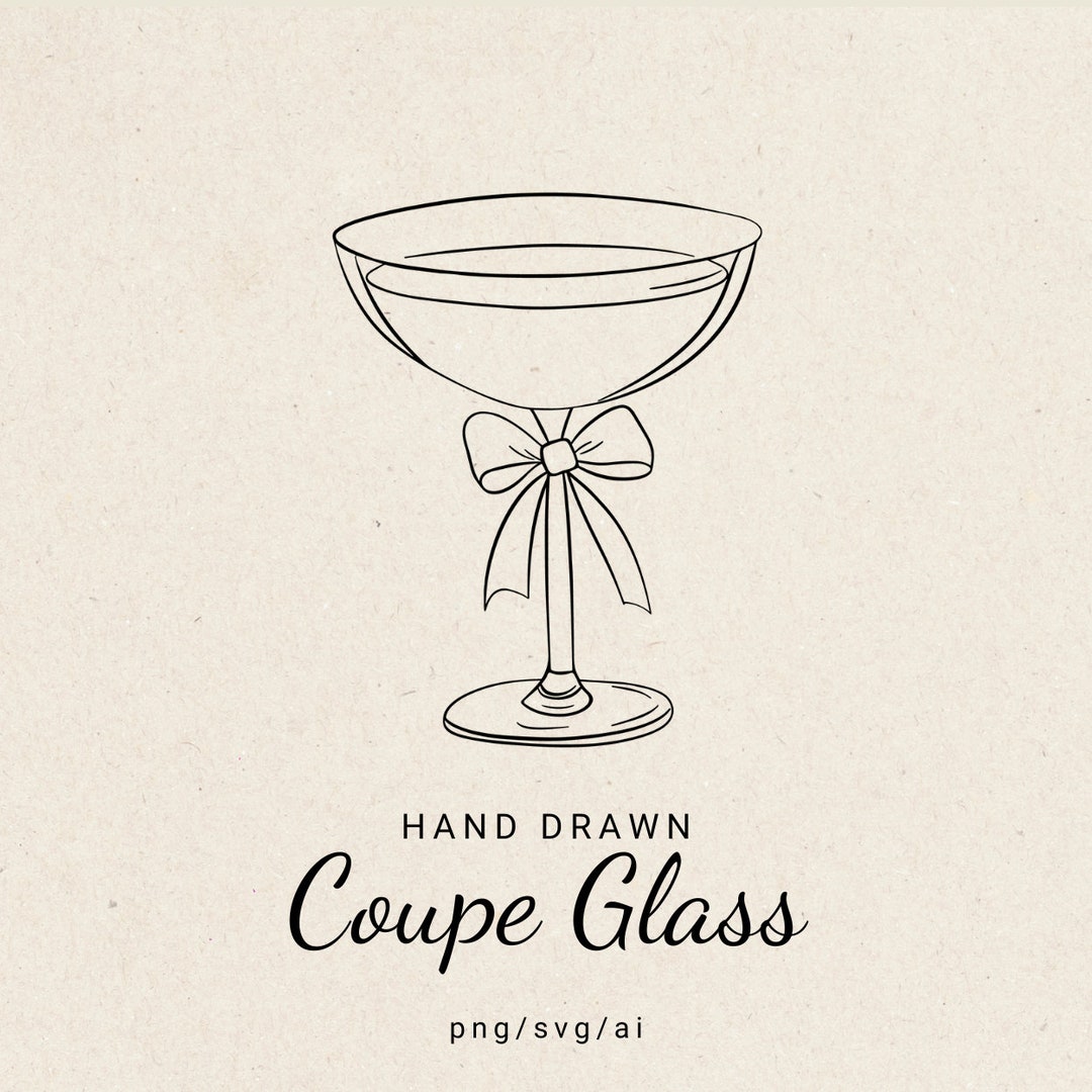 Hand Drawn Coupe Glass Illustration, Champagne Coupe Glass, Coupe Glass ...