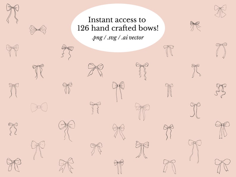 Hand Drawn Bows, Bow Illustrations, Bow Clipart, Bow SVG, Bow Drawings ...