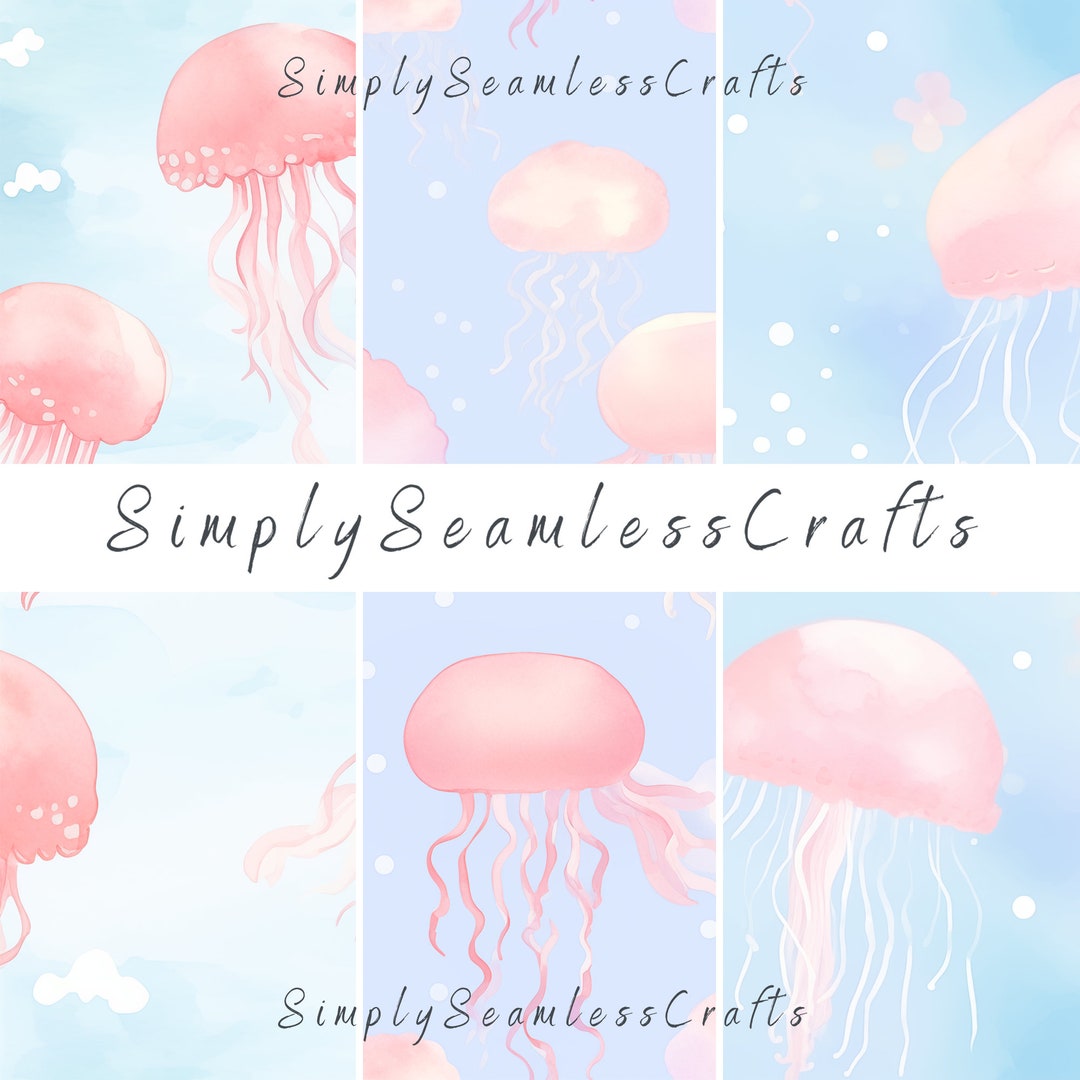 Watercolor Jellyfish Seamless Patterns, Cute Jellyfish Patterns, Boho ...