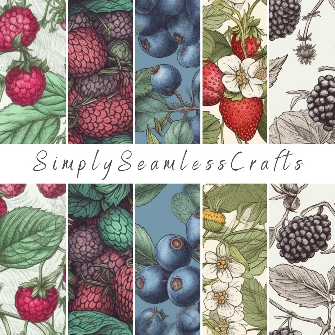Wild Berries Seamless Pattern, 2D Drawn Art, Spring Seamless, Berries ...