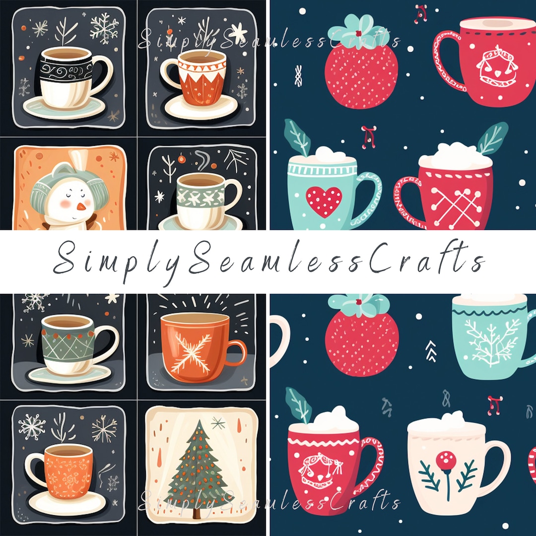 Cozy Hot Cocoa Mug Seamless Pattern, Holiday Seamless, Hot Chocolate ...