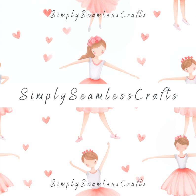 Whimsical Ballerina Seamless Patterns, Cute Watercolor Ballerina ...