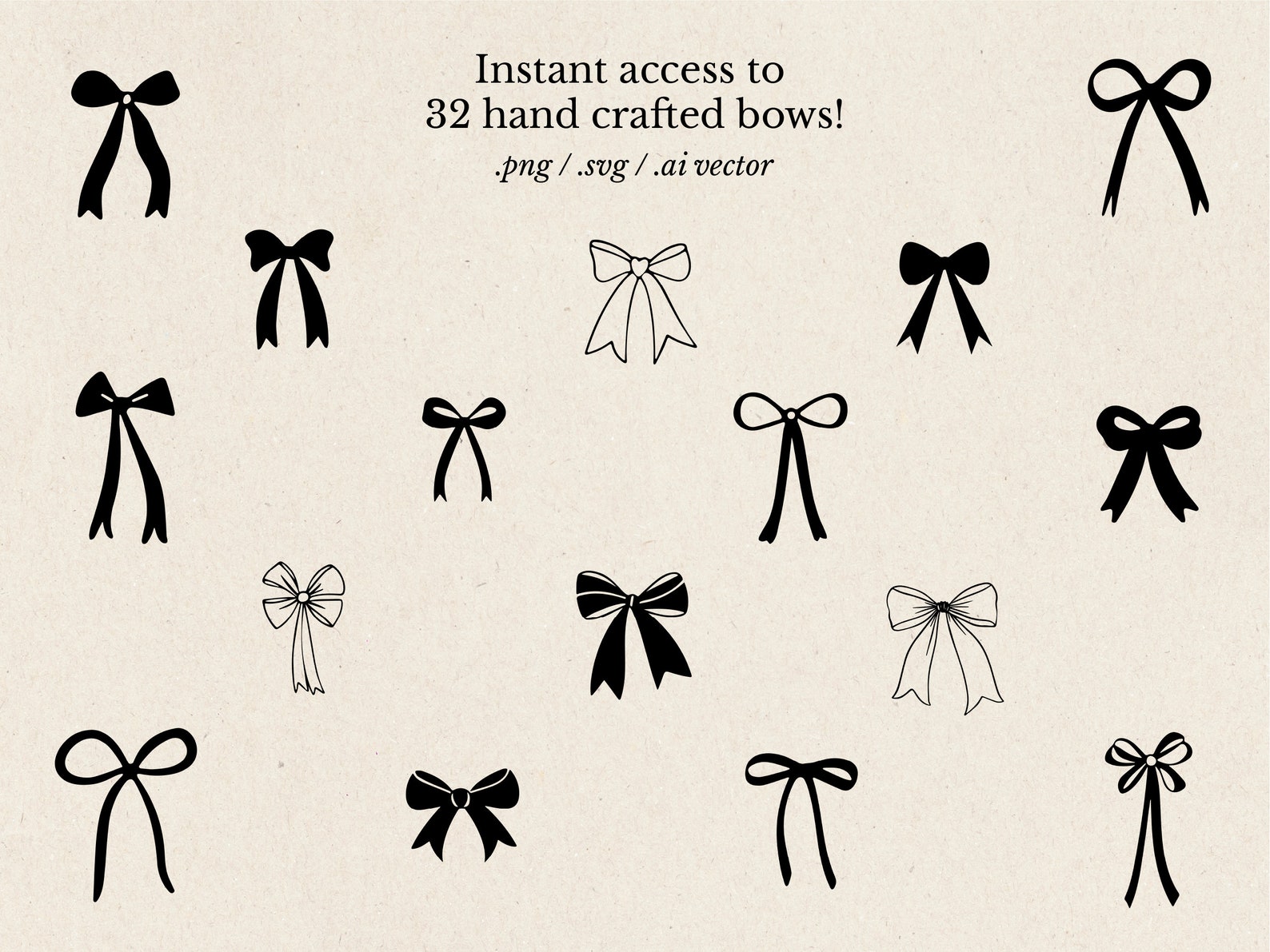 Hand Drawn Bow Illustrations SVG PNG, Bow Clipart, Bow SVG, Bow ...