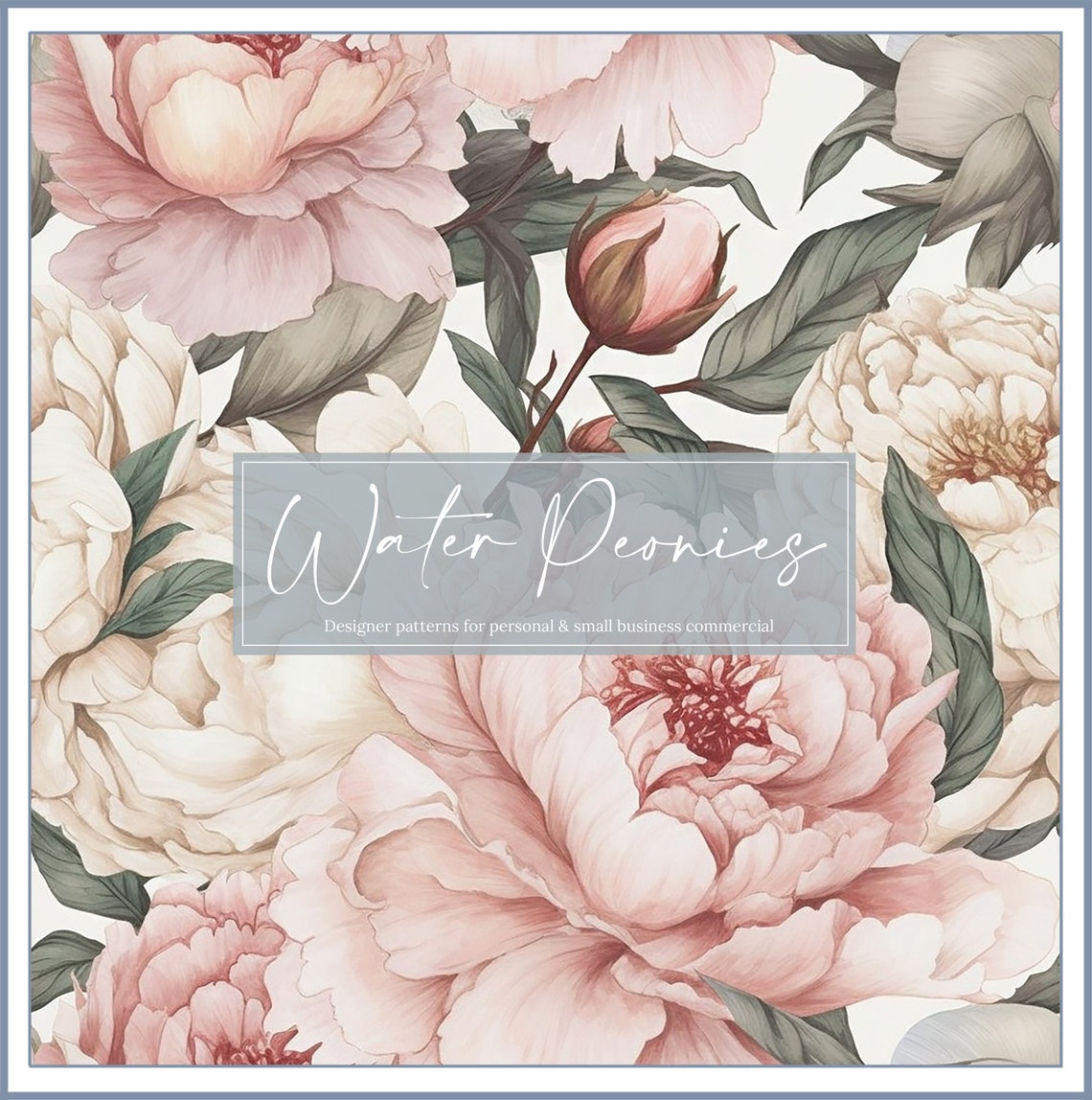 Water Peonies | Seamless Digital Pattern | Personal & Commercial Use ...