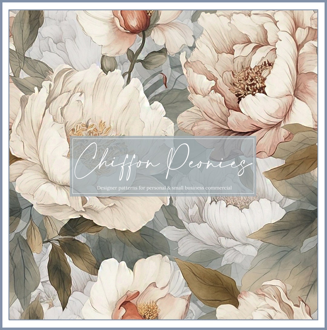 Chiffon Peonies | Seamless Digital Pattern | Personal & Commercial Use ...