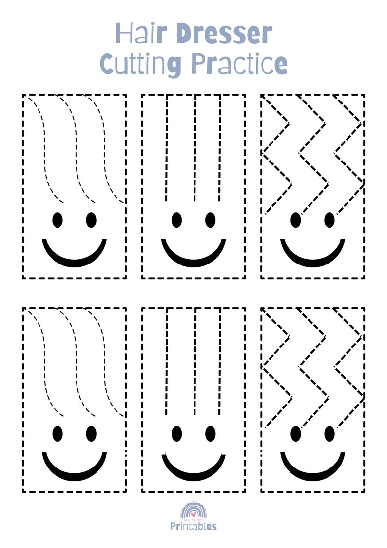 Printable Hairdresser Cutting Practice Activity – Fun Scissor Skills ...