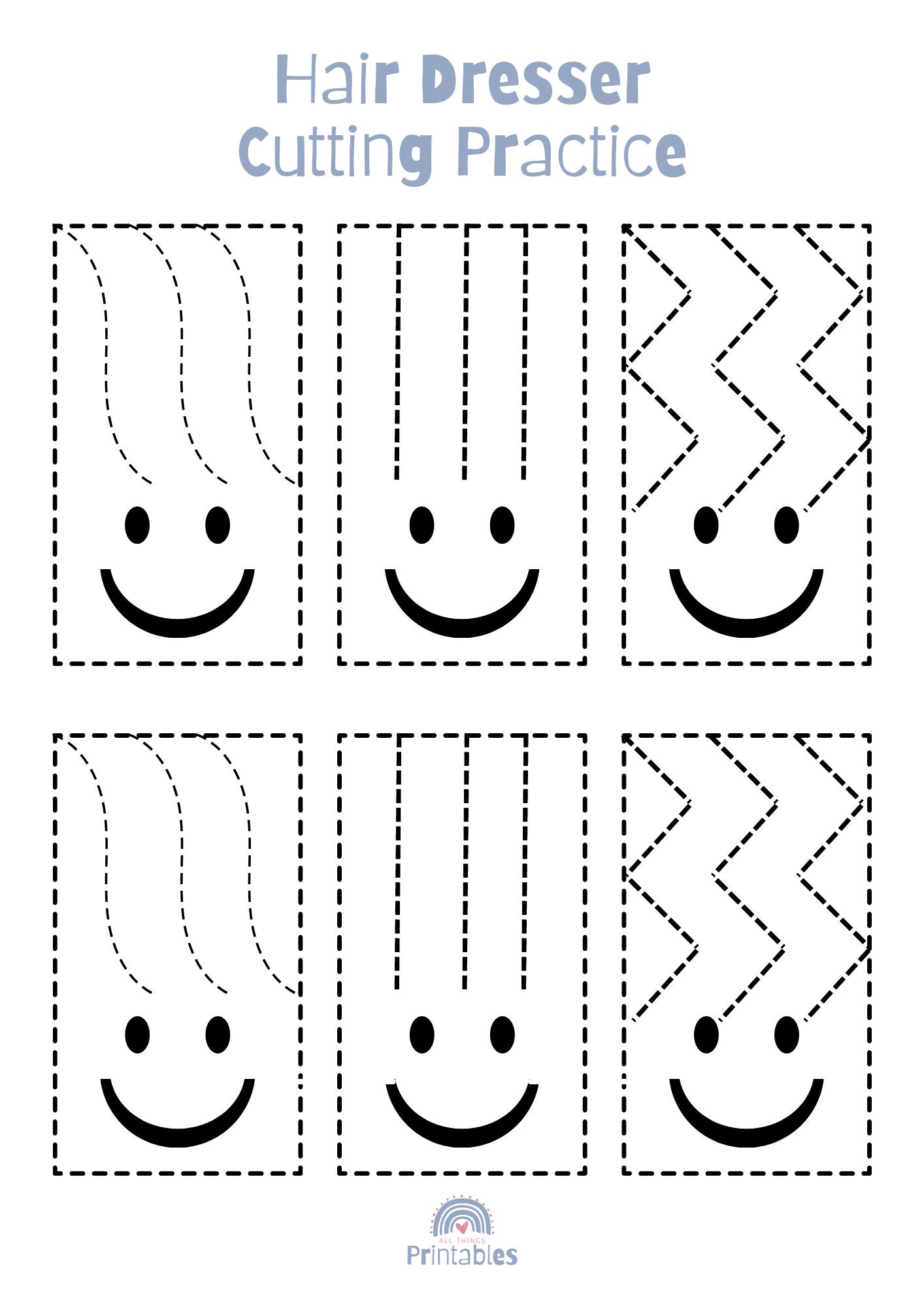 Printable Hairdresser Cutting Practice Activity – Fun Scissor Skills ...