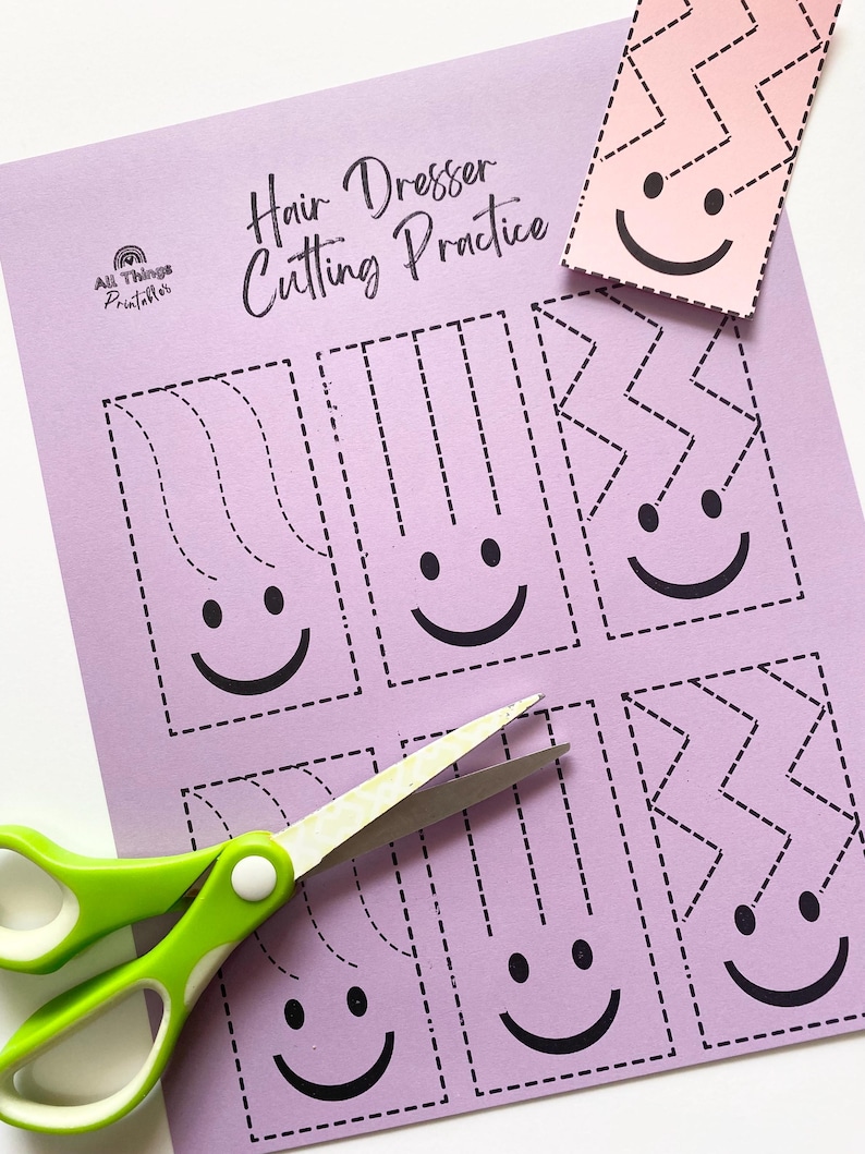 Printable Hairdresser Cutting Practice Activity – Fun Scissor Skills ...
