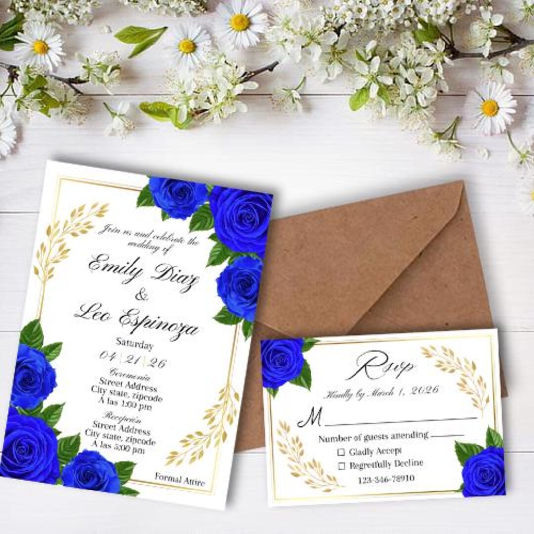 Simple Flower Wedding Invitation - Etsy