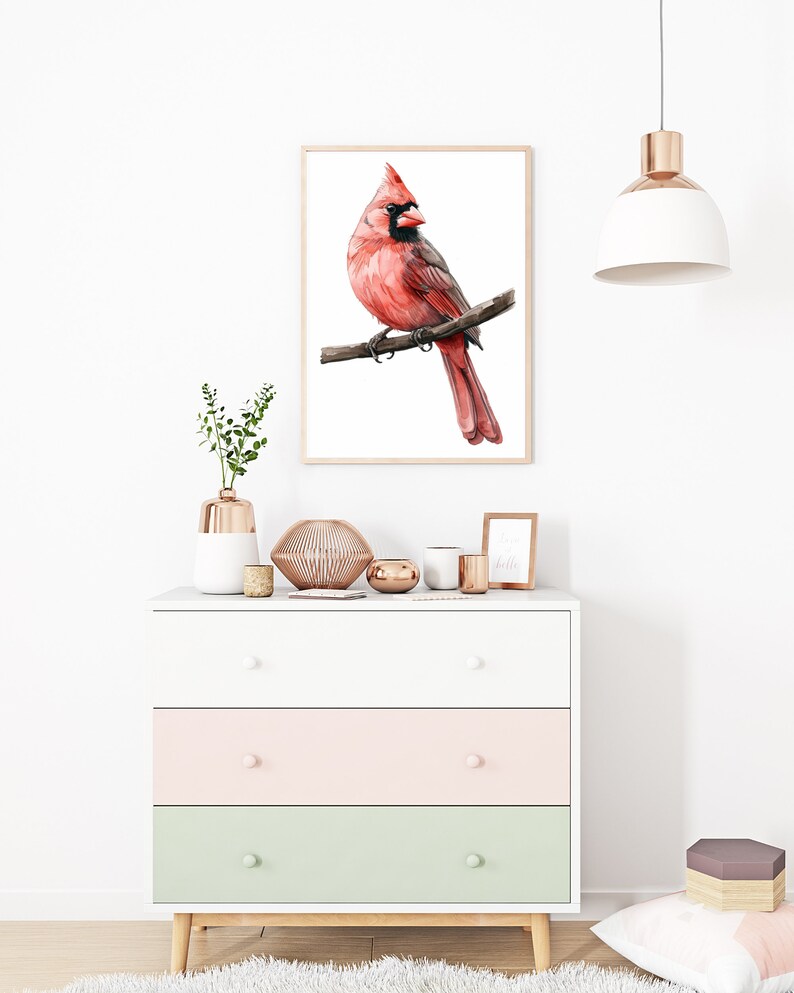Red Cardinal Print, Watercolor Cardinal Wall Art, Gift for Her ...