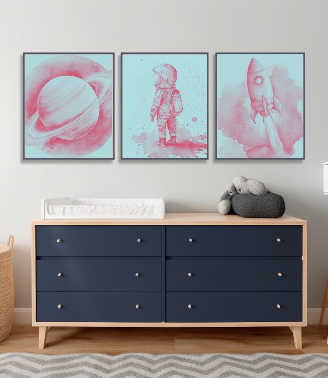 Nursery Decor Space Boy, Nursery Wall Art Space, Watercolor Space ...