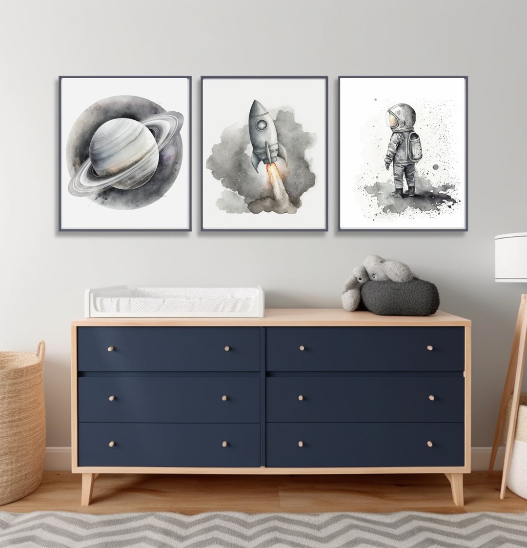 Nursery Decor Space Boy, Nursery Wall Art Space, Watercolor Space ...