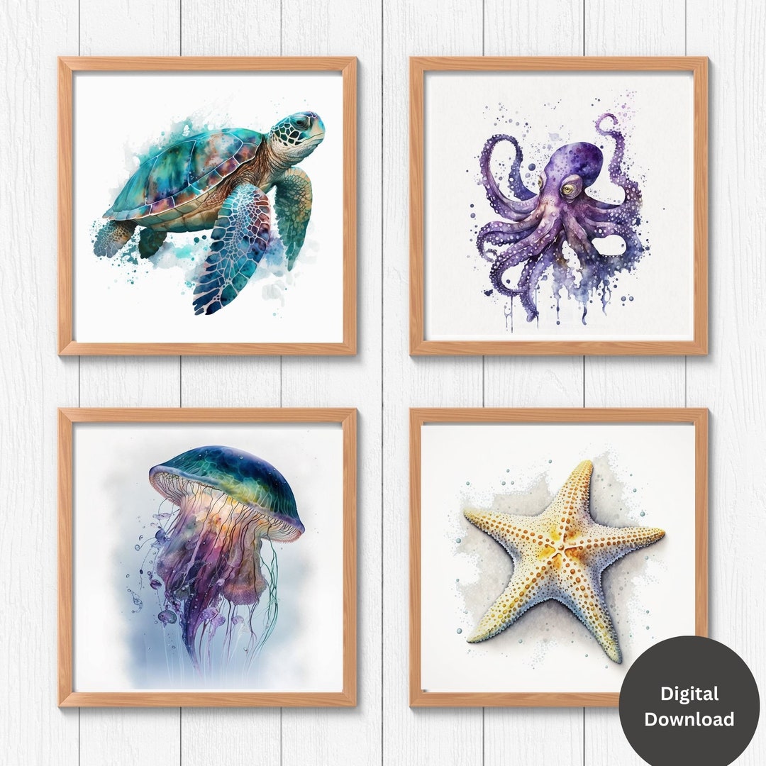 Ocean Nursery Print, Nautical Nursery Print, Ocean Animals, Watercolor ...