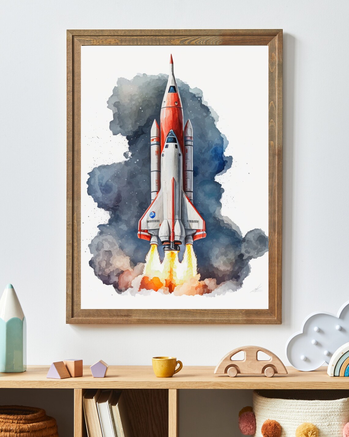 Space Shuttle Print, Spaceship Wall Art, Rocket Ship Art, Playroom Wall ...