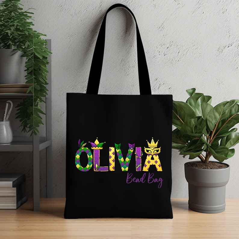 Personalized Mardi Gras Tote Bag, Bead Bag, Mardi Gras Tote Bag, Mardi ...