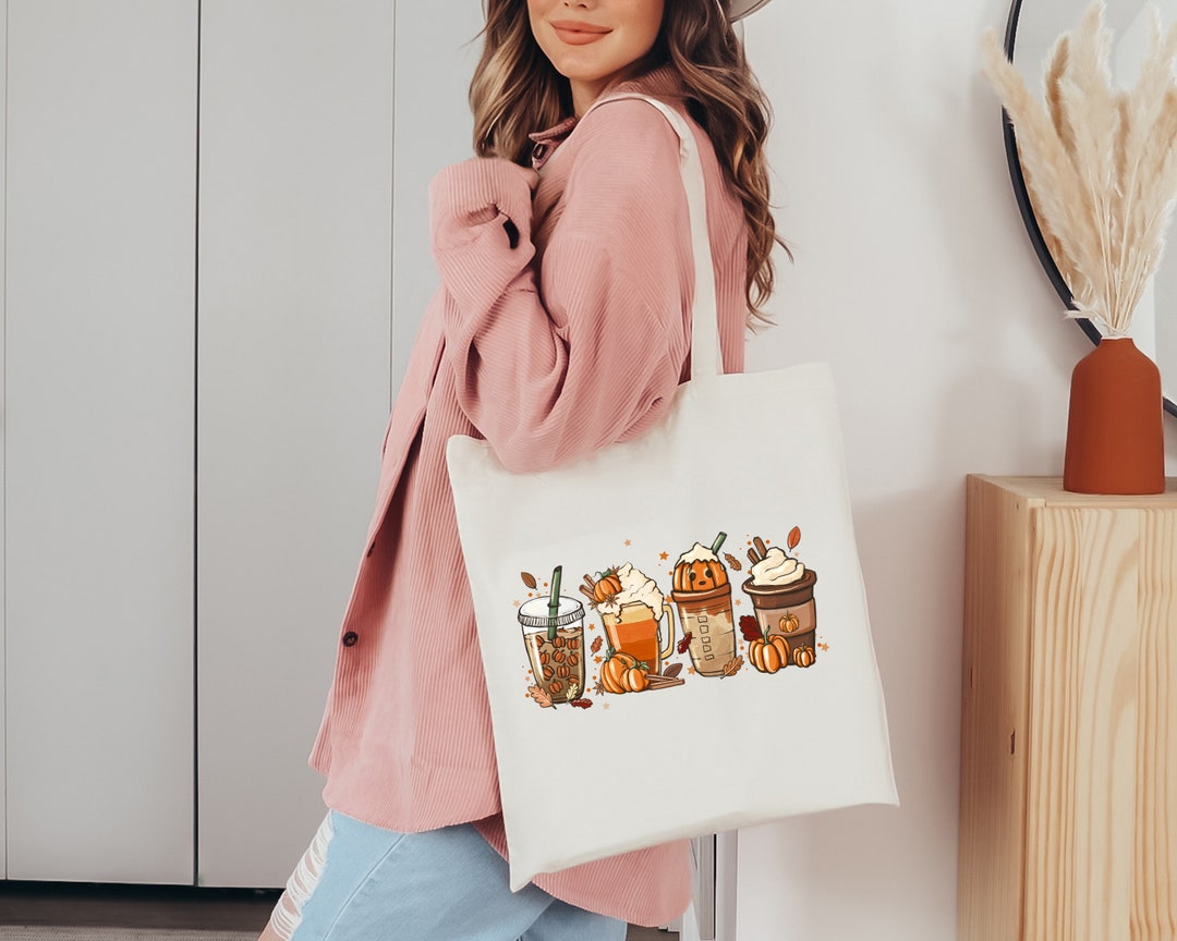 Fall Tote Bags, Coffee Tote Bag, Pumpkin Season Tote Bag, Thanksgiving ...