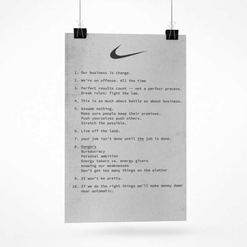 Nike Principles Poster From the Movie Air / Sneaker Poster / - Etsy