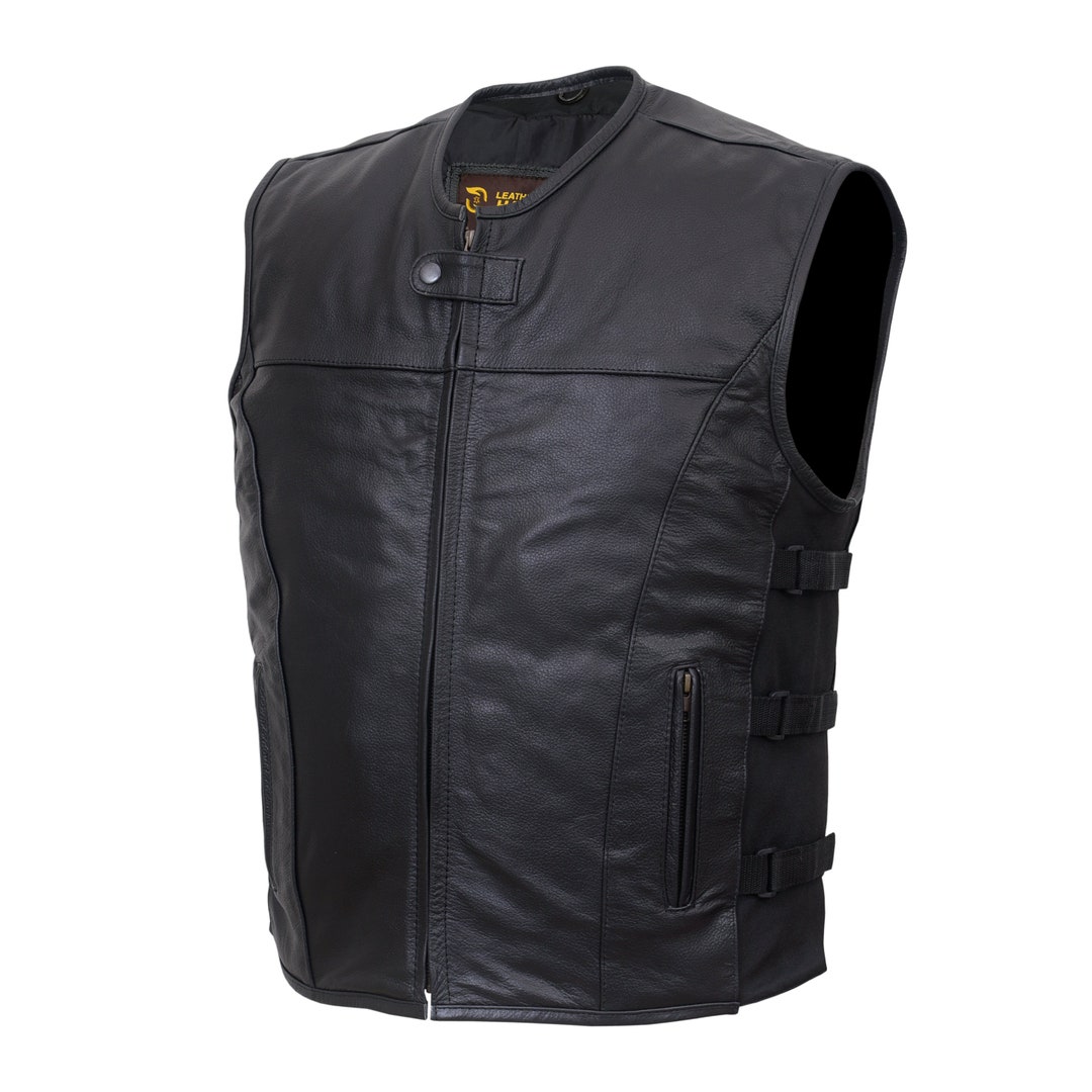 Leather Men Motorcycle Concealed Carry Pockets Vest - Etsy