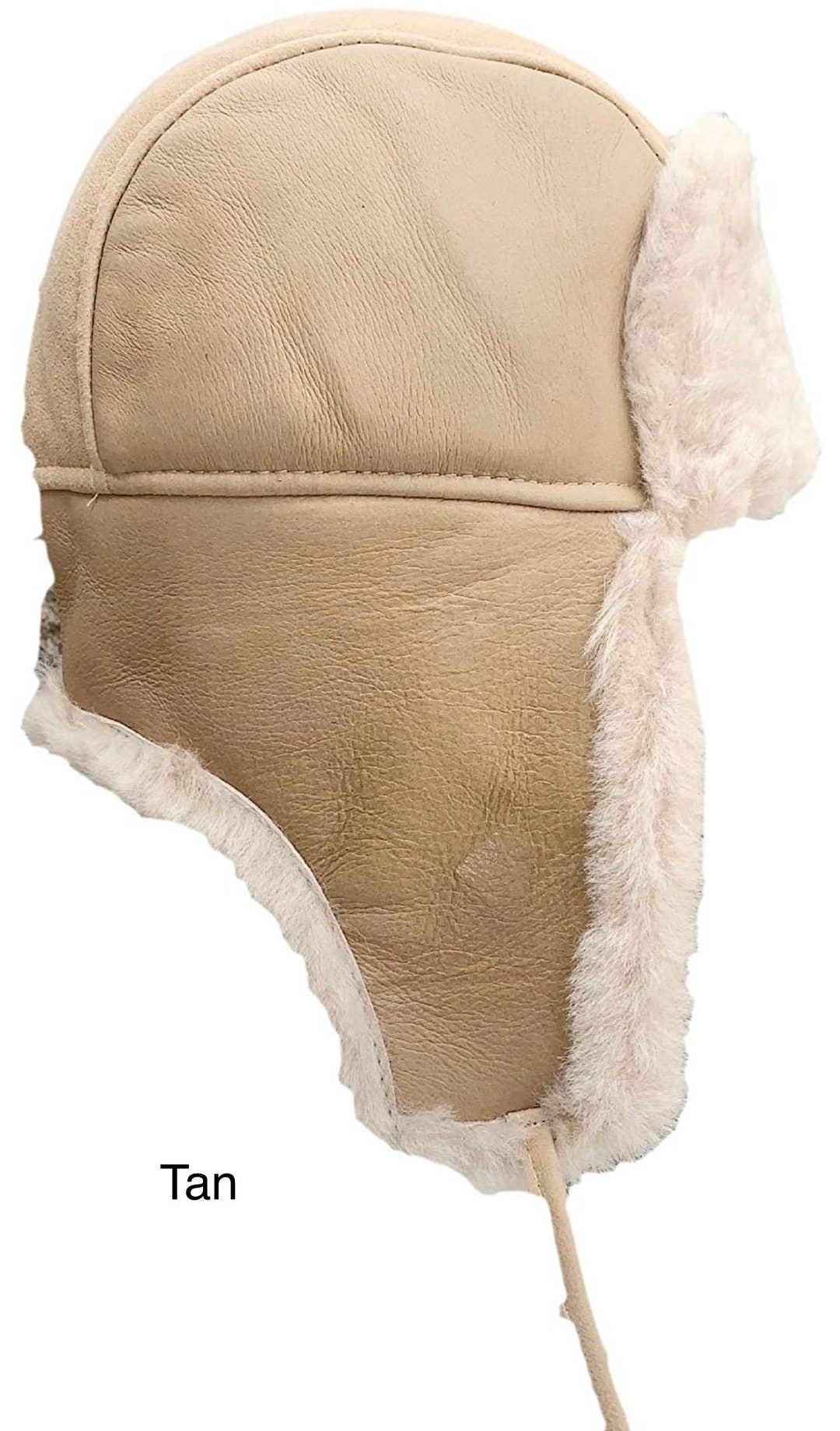 Sheepskin Leather Ushanka Russian Trapper Hat Unisex - Tan - Etsy