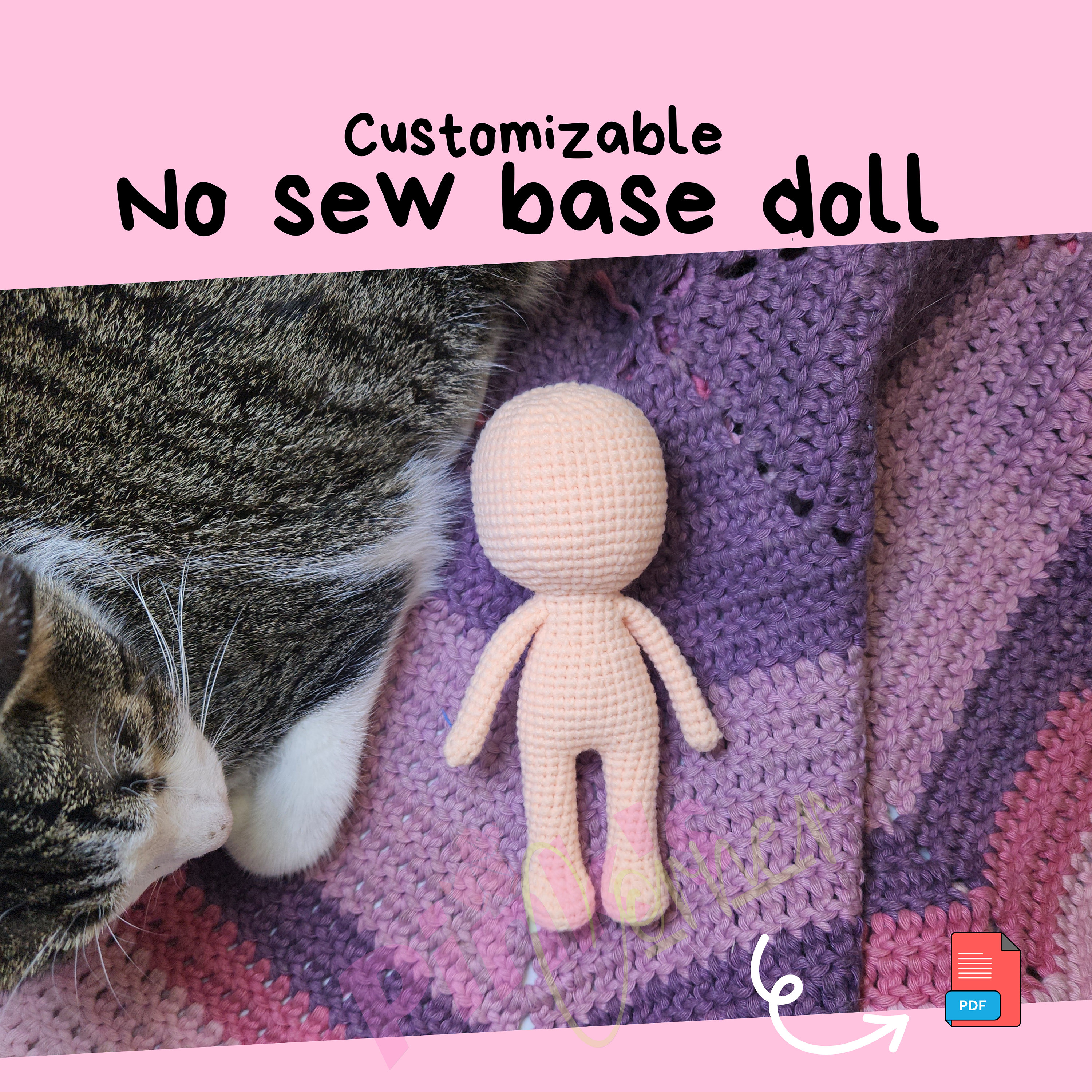 No Sew Amigurumi Base Doll Crochet Doll Pattern V4 - Etsy