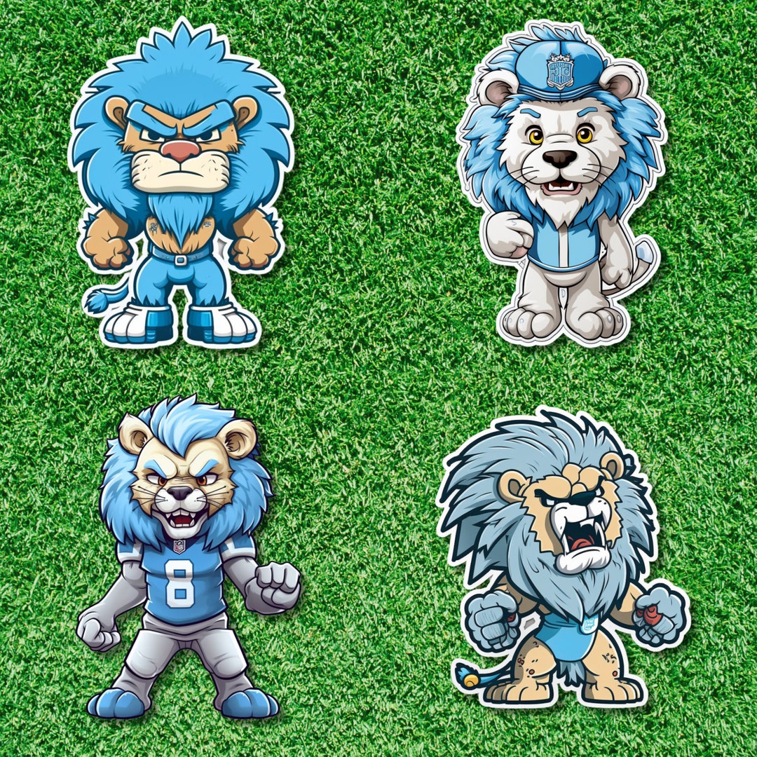Detroit Lions Roary the Lion Mascot Sticker NFL Vinyl Decal, Perfect ...