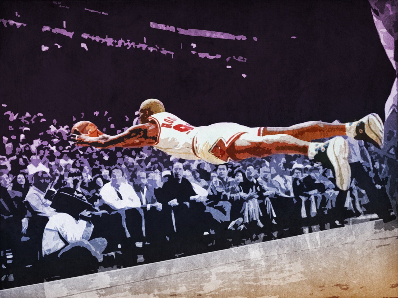 Dennis Rodman Dive Save Art Retro Basketball Chicago Bulls - Etsy