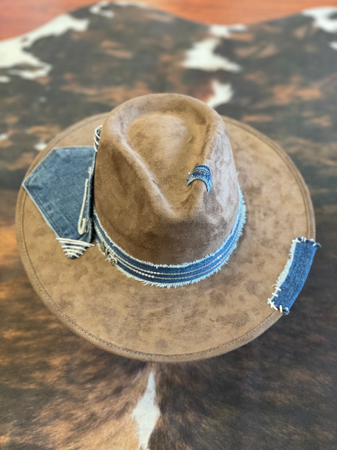 Done in Denim Brown Rancher Hat With Custom Band and Accessories. - Etsy