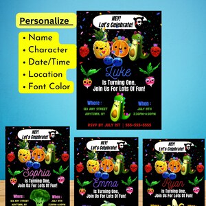 Dancing Fruit First Birthday Invitations Personalized Invitation ...