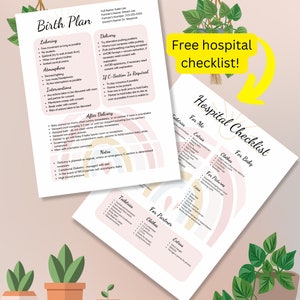 Editable Birth Plan Template Printable Birthing Plan Labour and ...