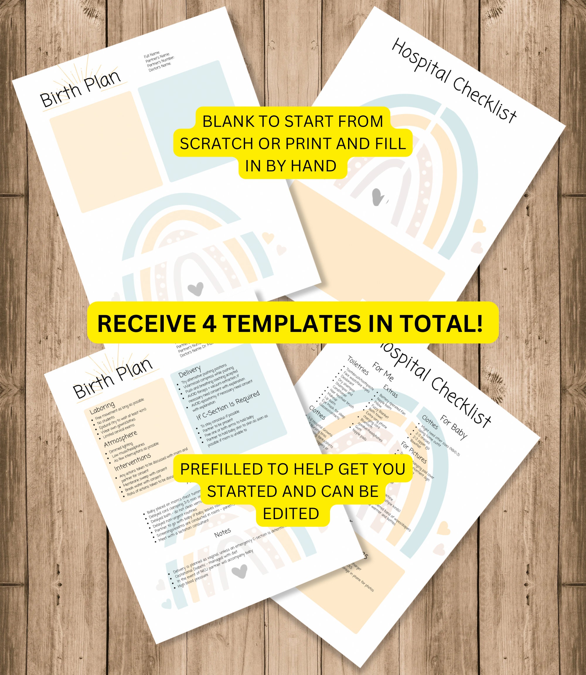 Editable Birth Plan Template Printable Birthing Plan Labour and ...