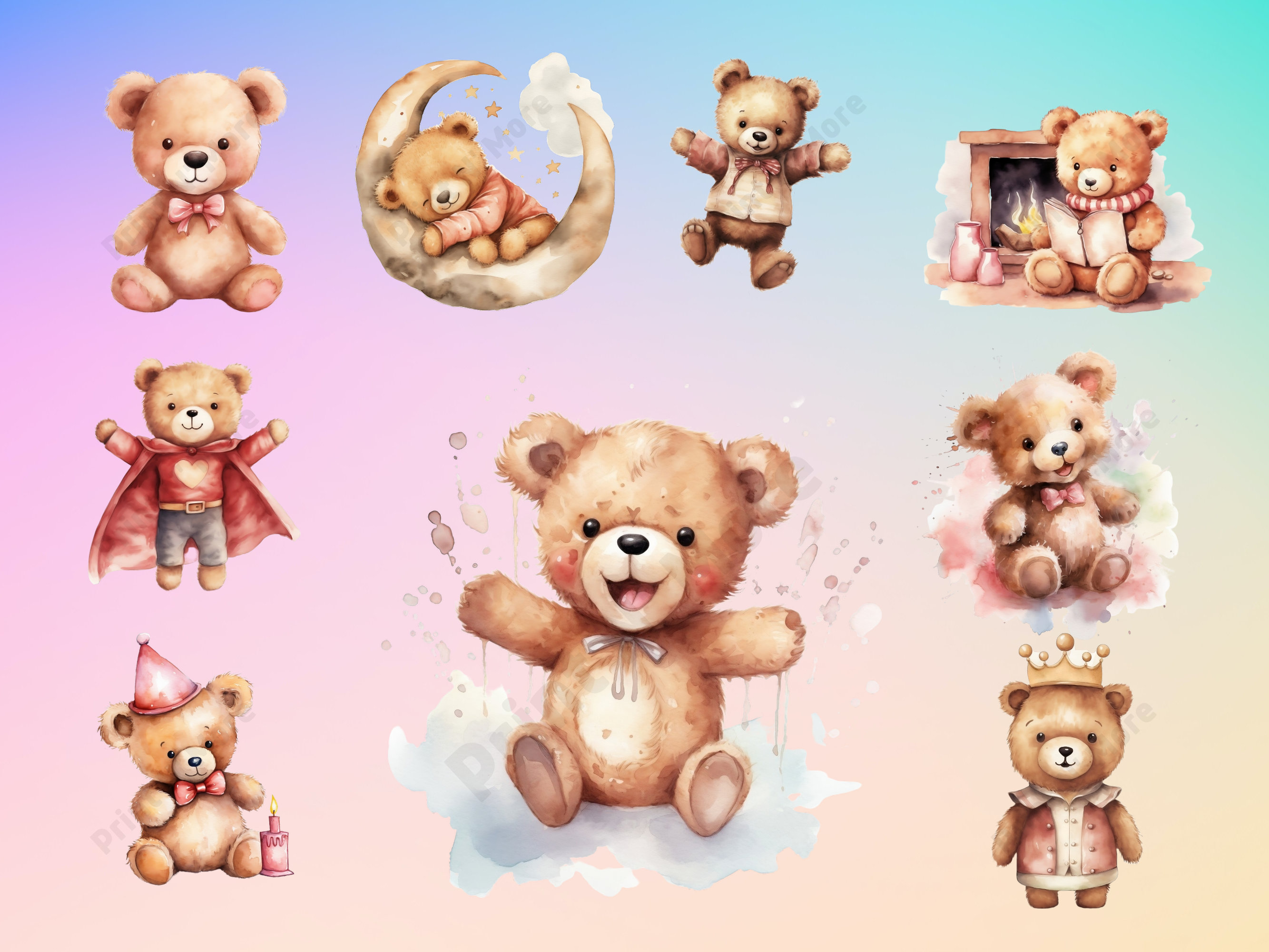 Teddy Bear Clipart Watercolor Teddy Bear PNG 30 Cute Clip Arts Cute ...