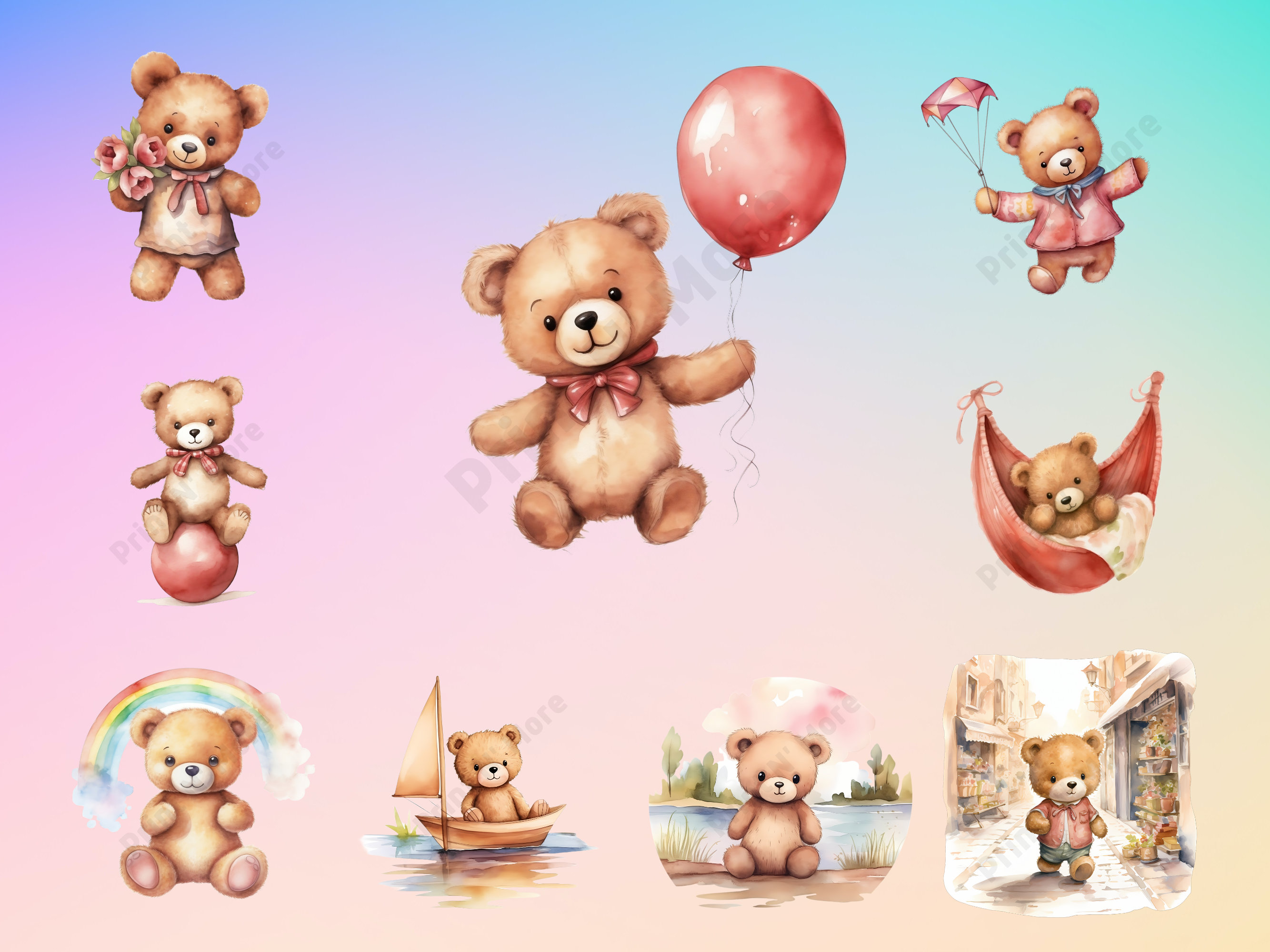 Teddy Bear Clipart Watercolor Teddy Bear PNG 30 Cute Clip Arts Cute ...