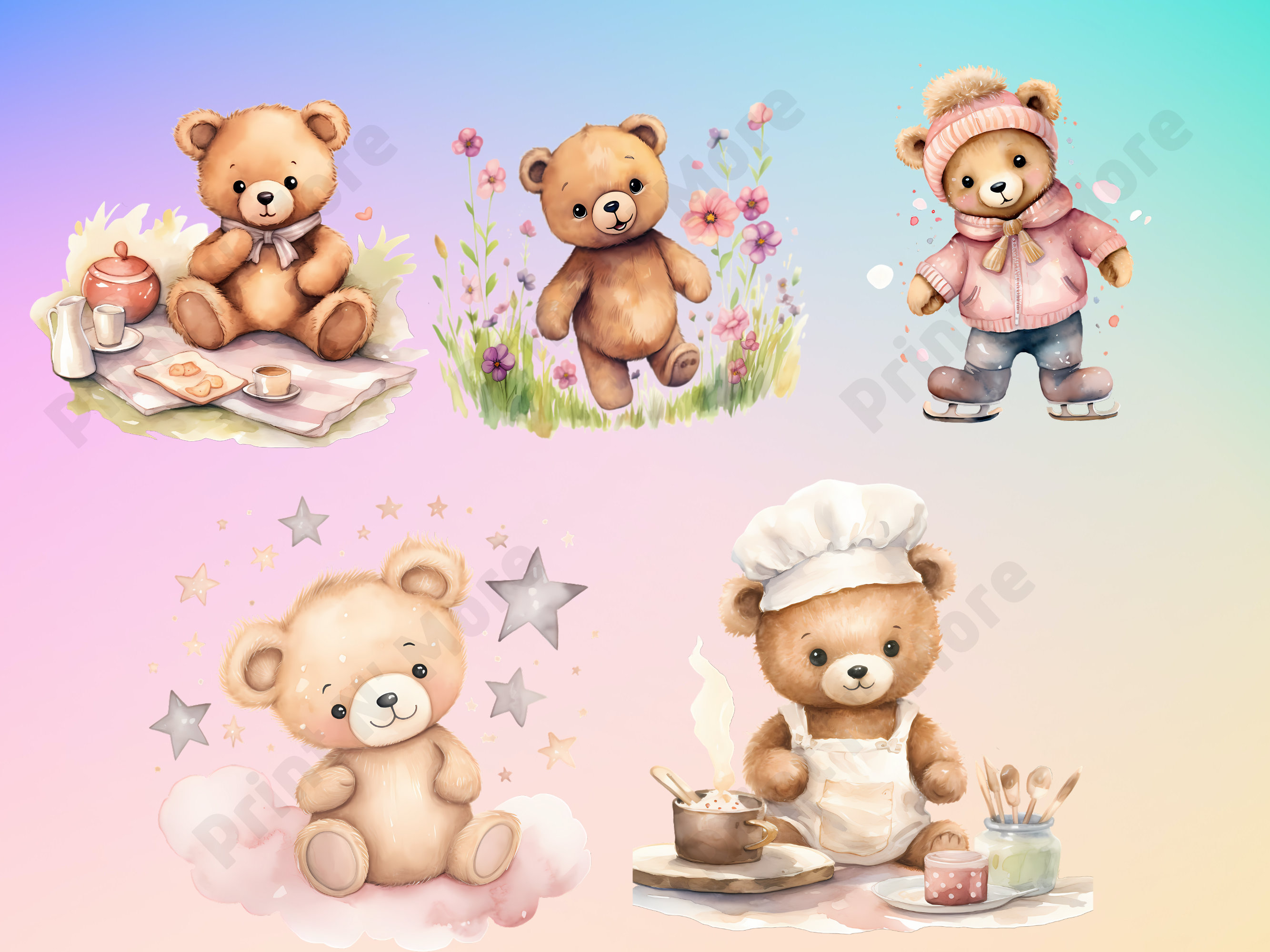 Teddy Bear Clipart Watercolor Teddy Bear PNG 30 Cute Clip Arts Cute ...