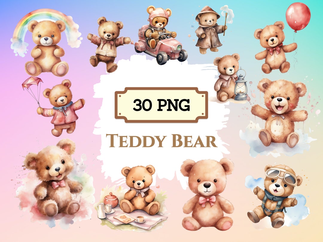 Teddy Bear Clipart Watercolor Teddy Bear PNG 30 Cute Clip Arts Cute ...